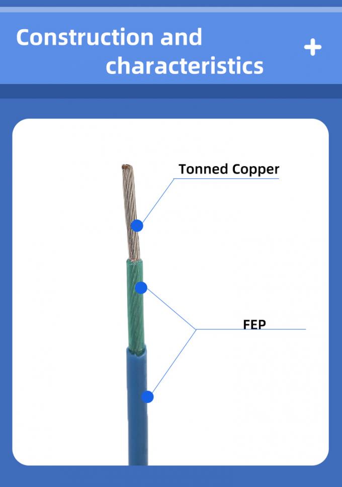 FEP Tinned Copper Insulated Wire UL1332 300v 200c For High Voltage